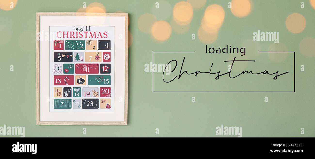 Christmas advent calendar and text CHRISTMAS LOADING on green ...