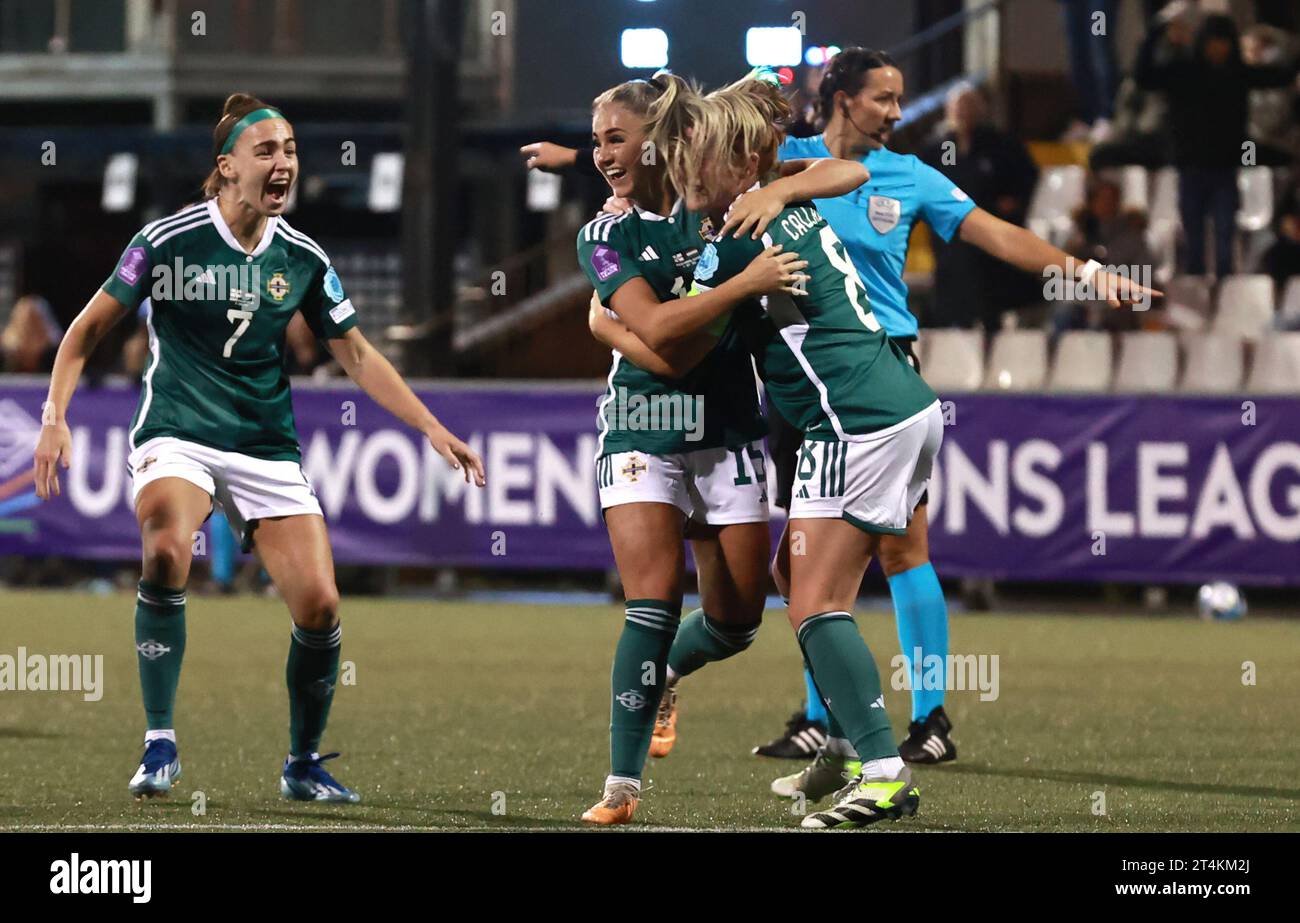 Northern Ireland's Danielle Maxwell (centre) celebrates scoring their ...