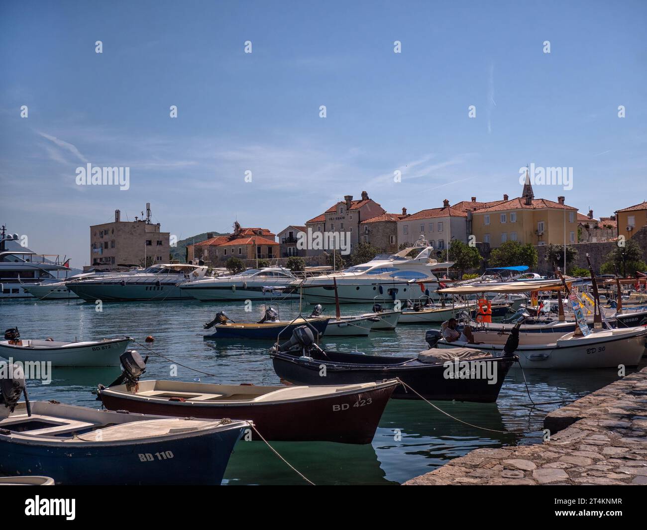 BUDVA, MONTENEGRO - SEPTEMBER 13, 2023: View of the pretty harbour in ...