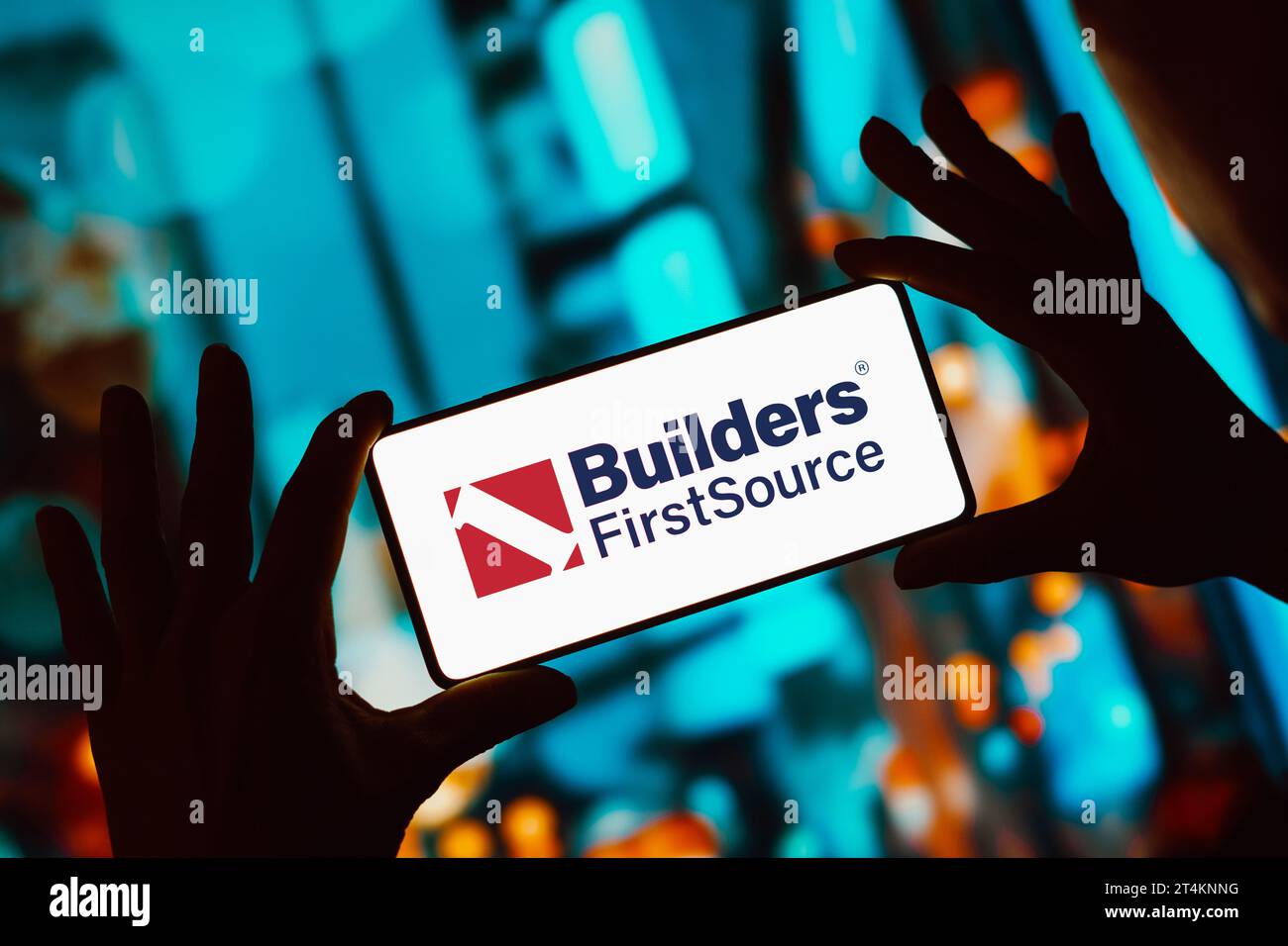 In this photo illustration, the Builders FirstSource logo is displayed ...