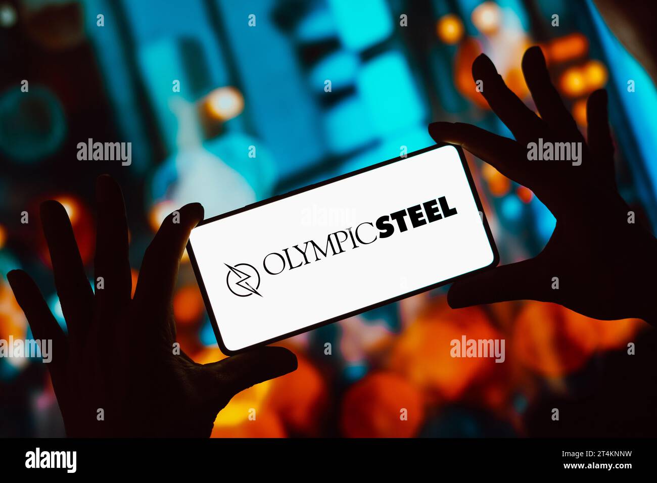 In this photo illustration, the Olympic Steel logo is displayed on a ...