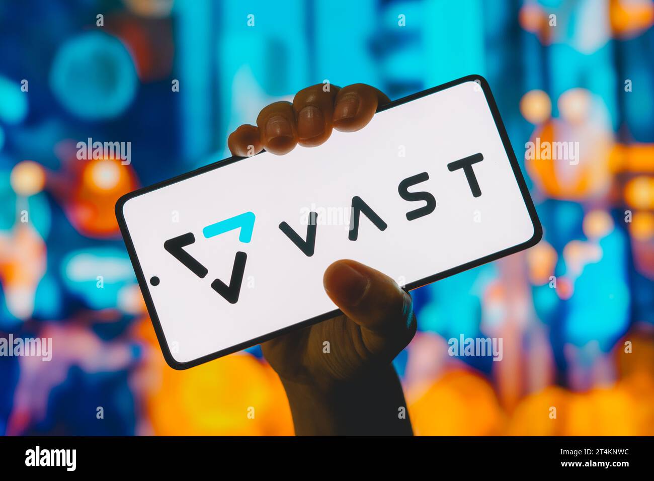 In this photo illustration, the VAST Data logo is displayed on a ...