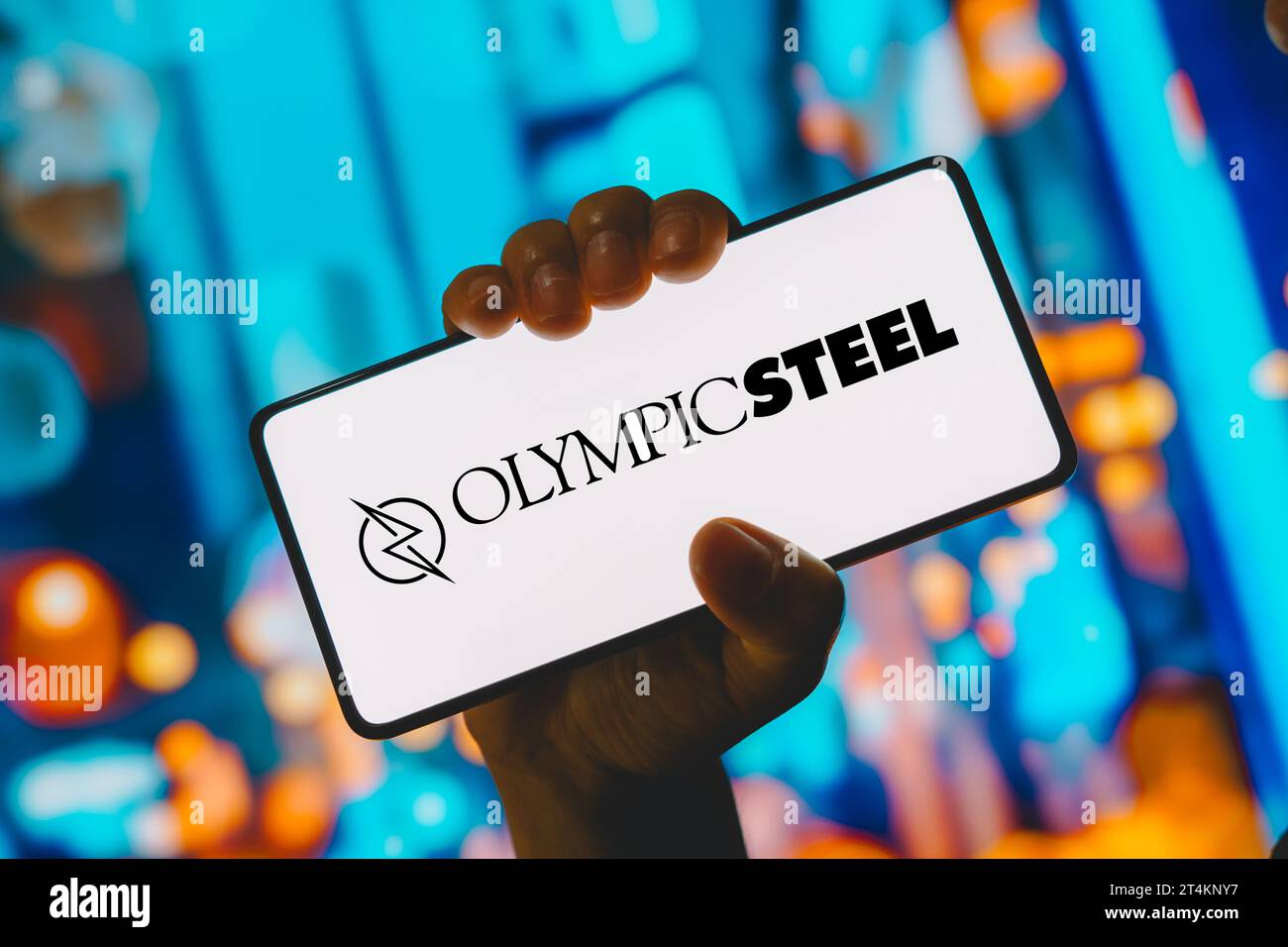 In this photo illustration, the Olympic Steel logo is displayed on a ...