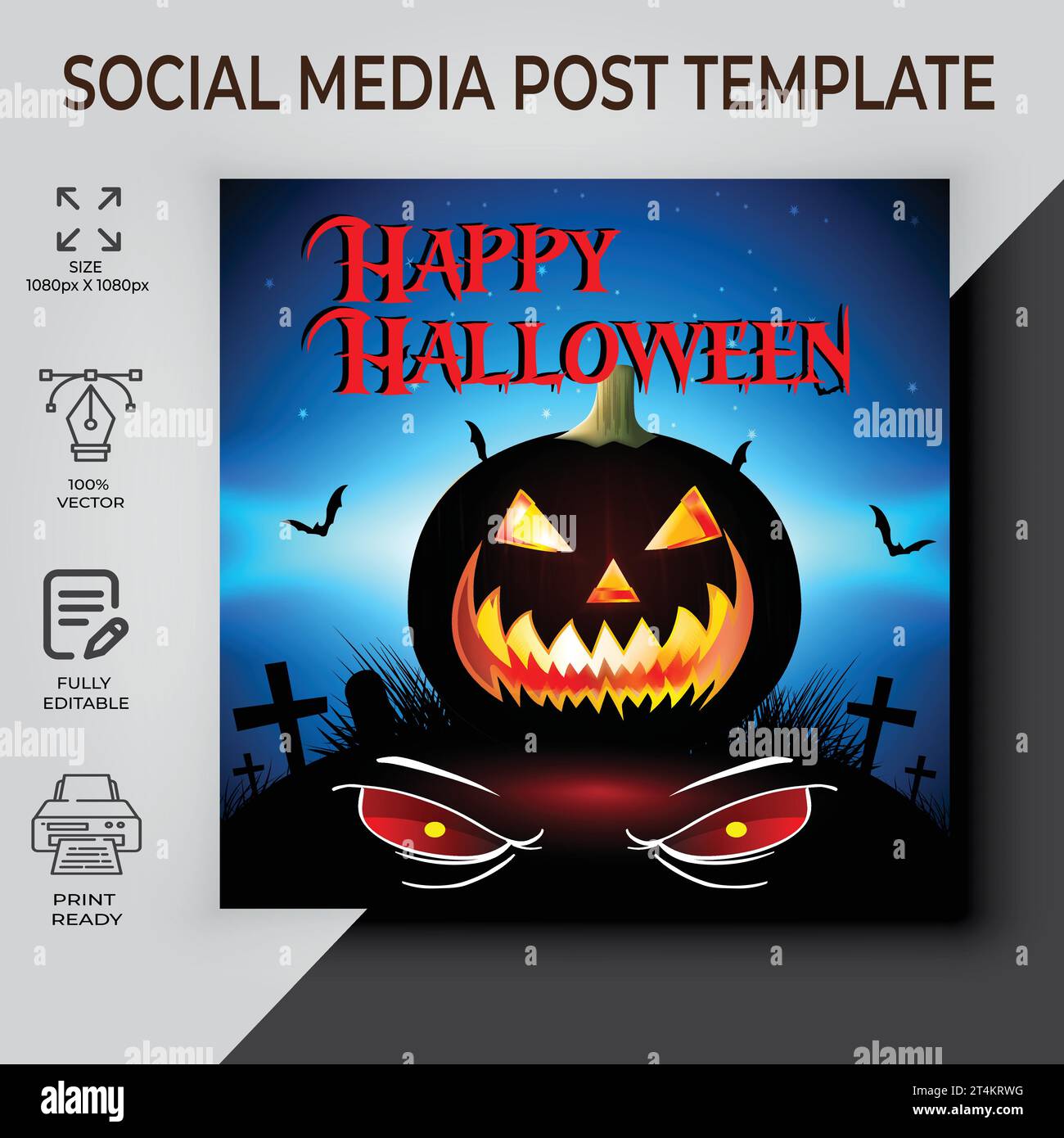Happy Halloween Post Template Design Royalty Free Vector Stock Vector
