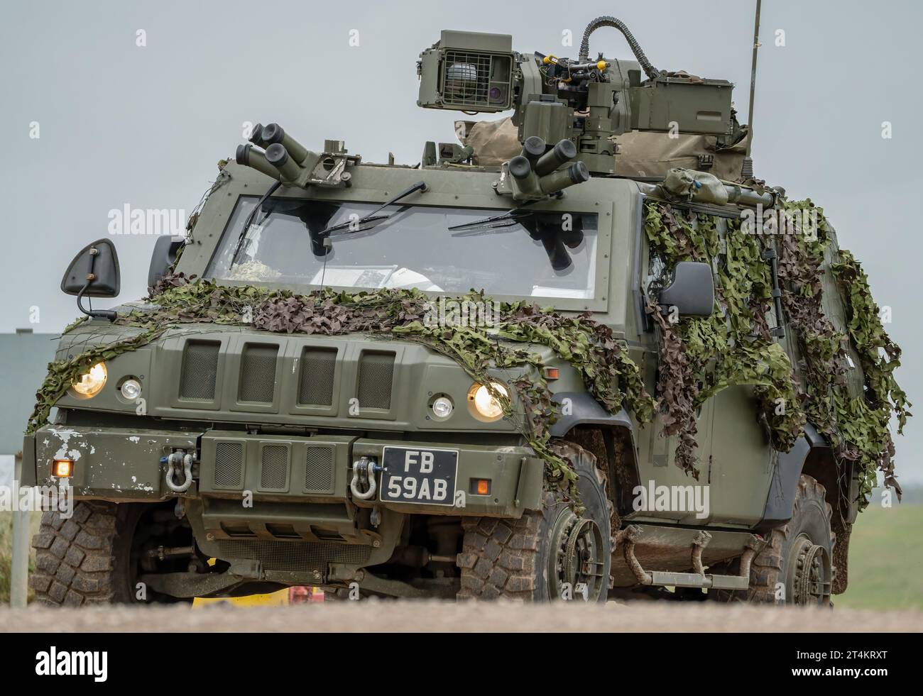 close-up front quarter profile view of a British army Panther 4x4 ...