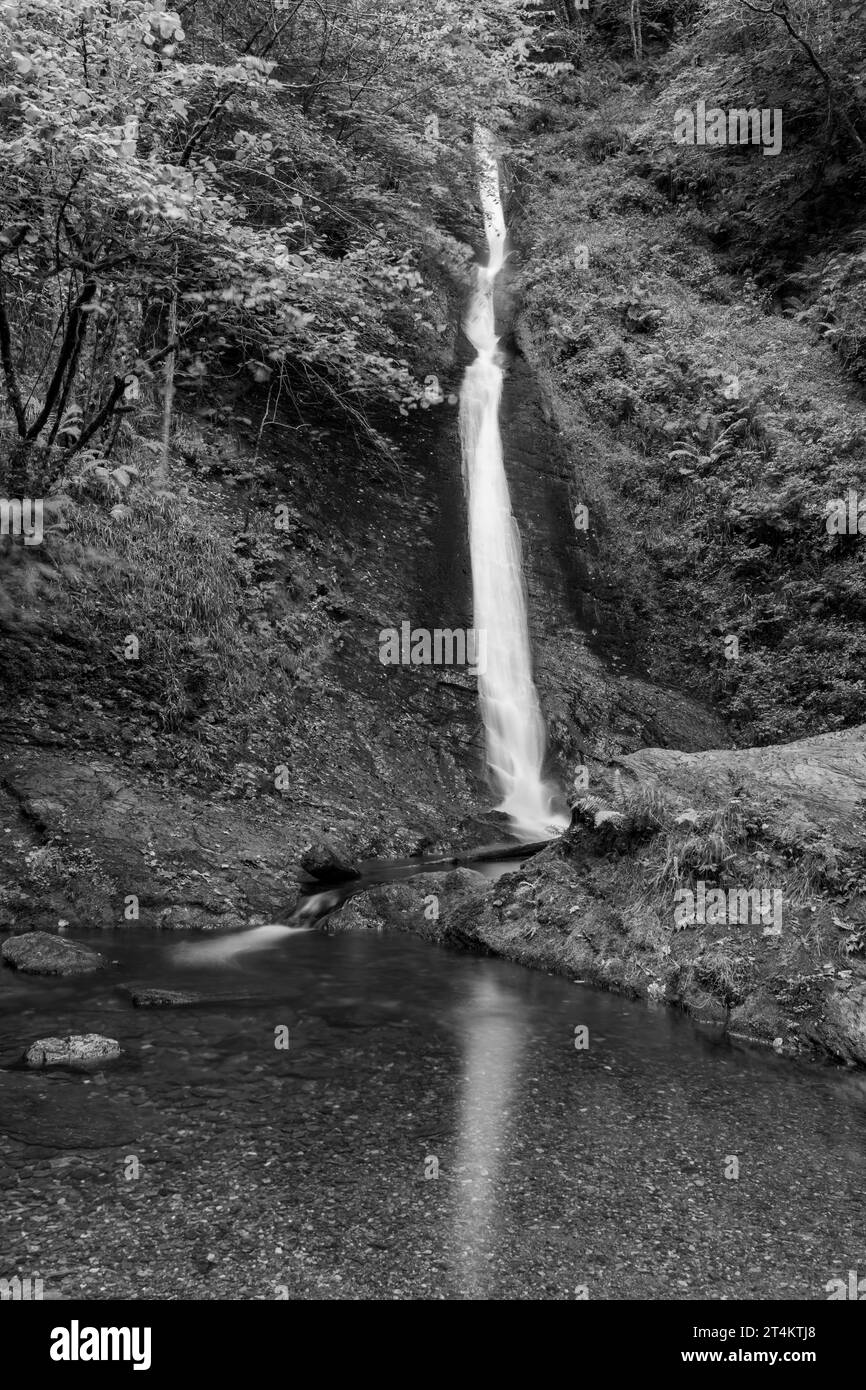 Long exposure of the White Lady waterfall on the river Lyd at Lyford Gorge in Devon Stock Photo ...