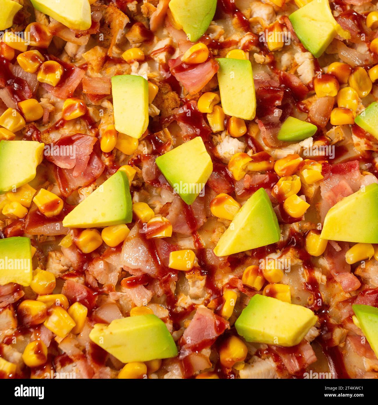 BBQ chicken pizza - Neapolitan sauce and cheese base. Fusion of chicken ...