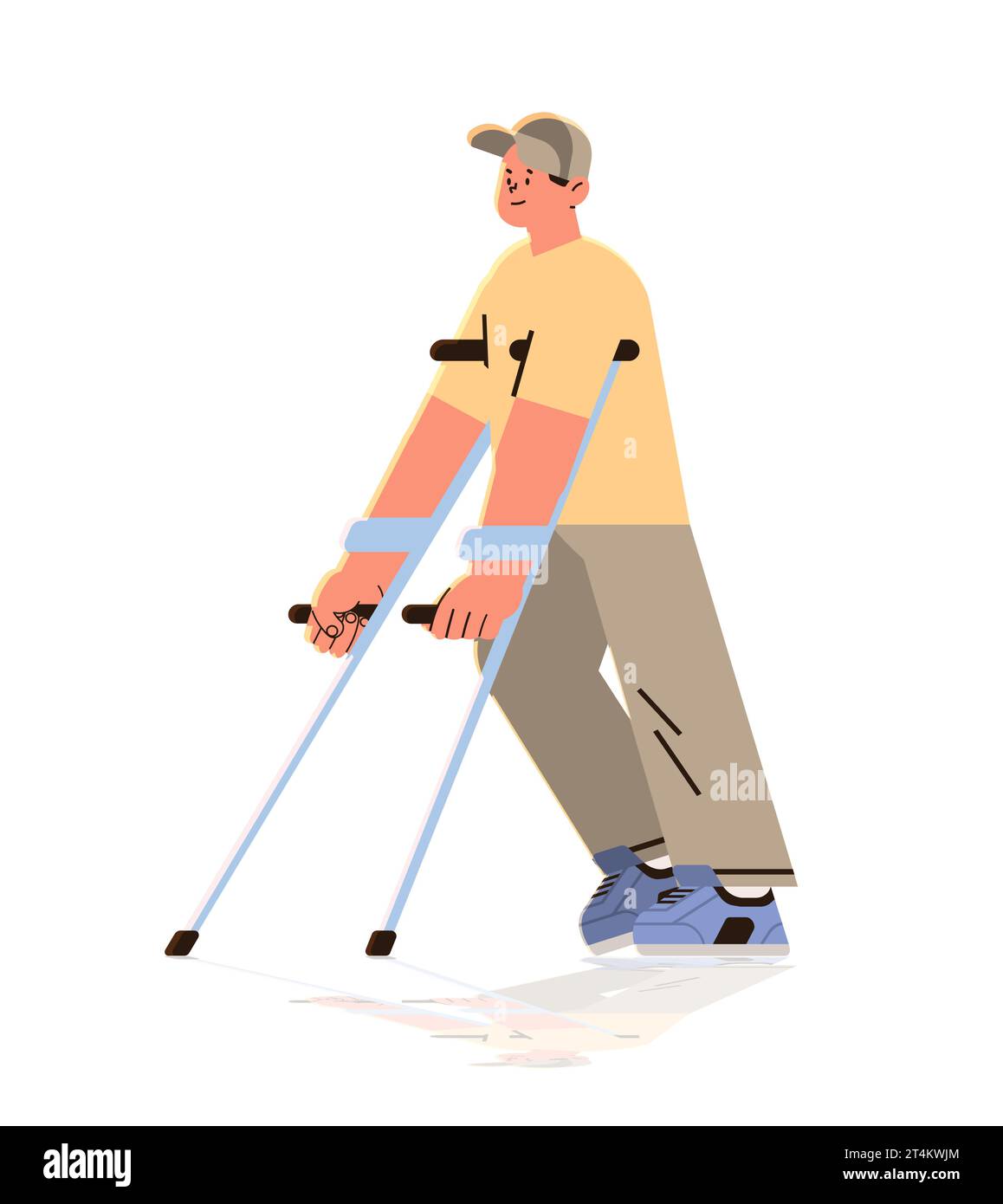 disabled man standing with walking stick people with disabilities ...