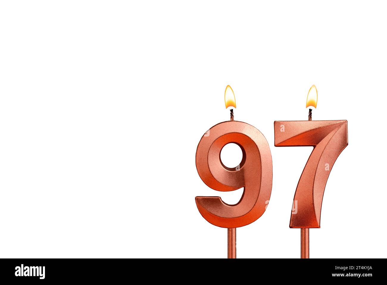 Birthday candle number 97 on white background Stock Photo - Alamy
