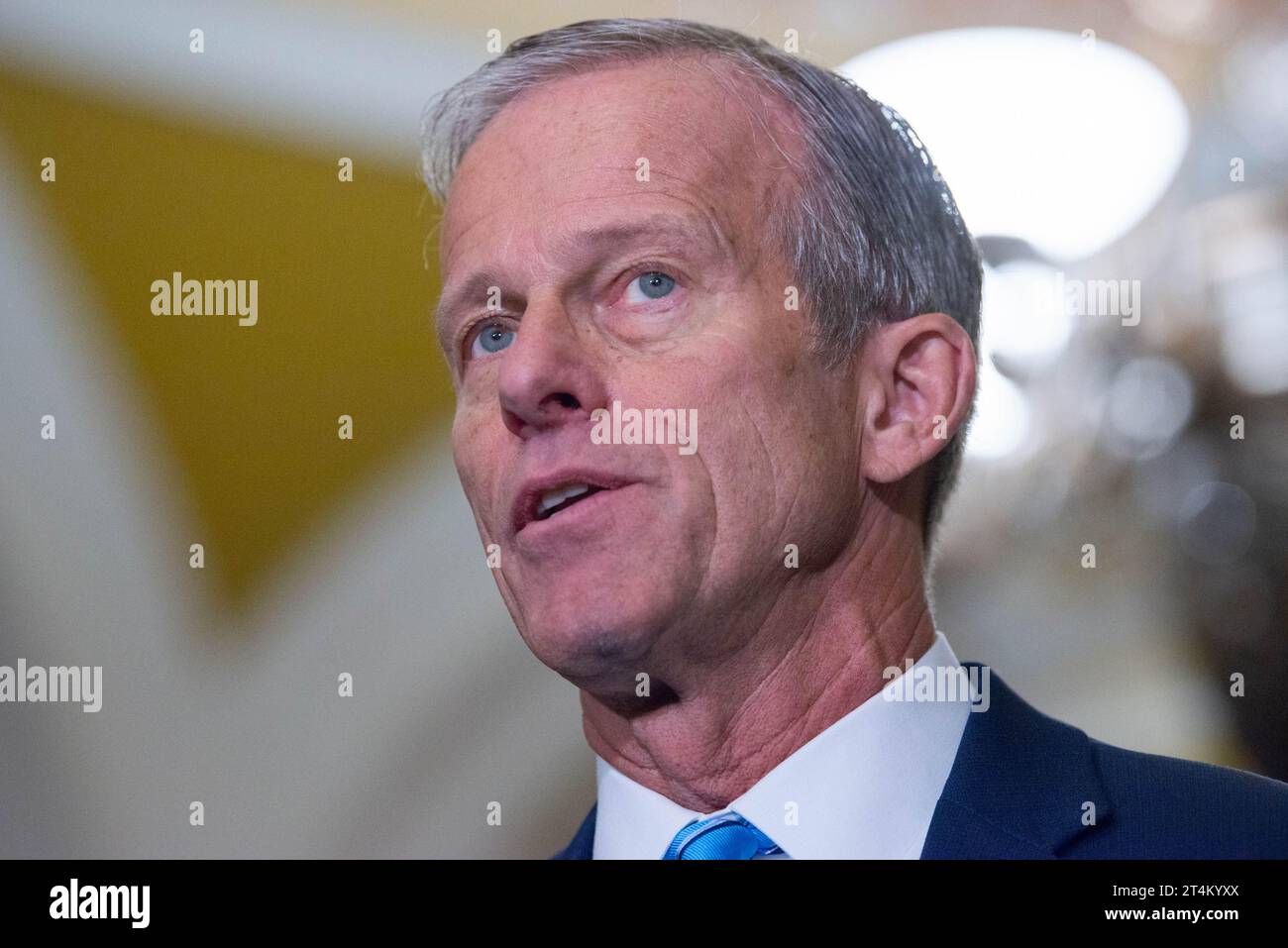 United States Senator John Thune (Republican of South Dakota) speaks to ...