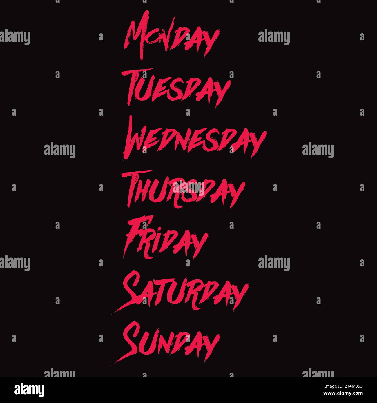 Hello weekly hand lettering png design Royalty Free Vector Stock Vector ...