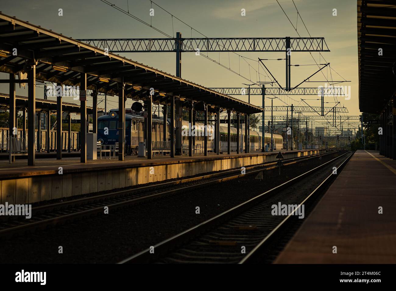A modern railway station in the city of Poznan, Poland, featuring a ...