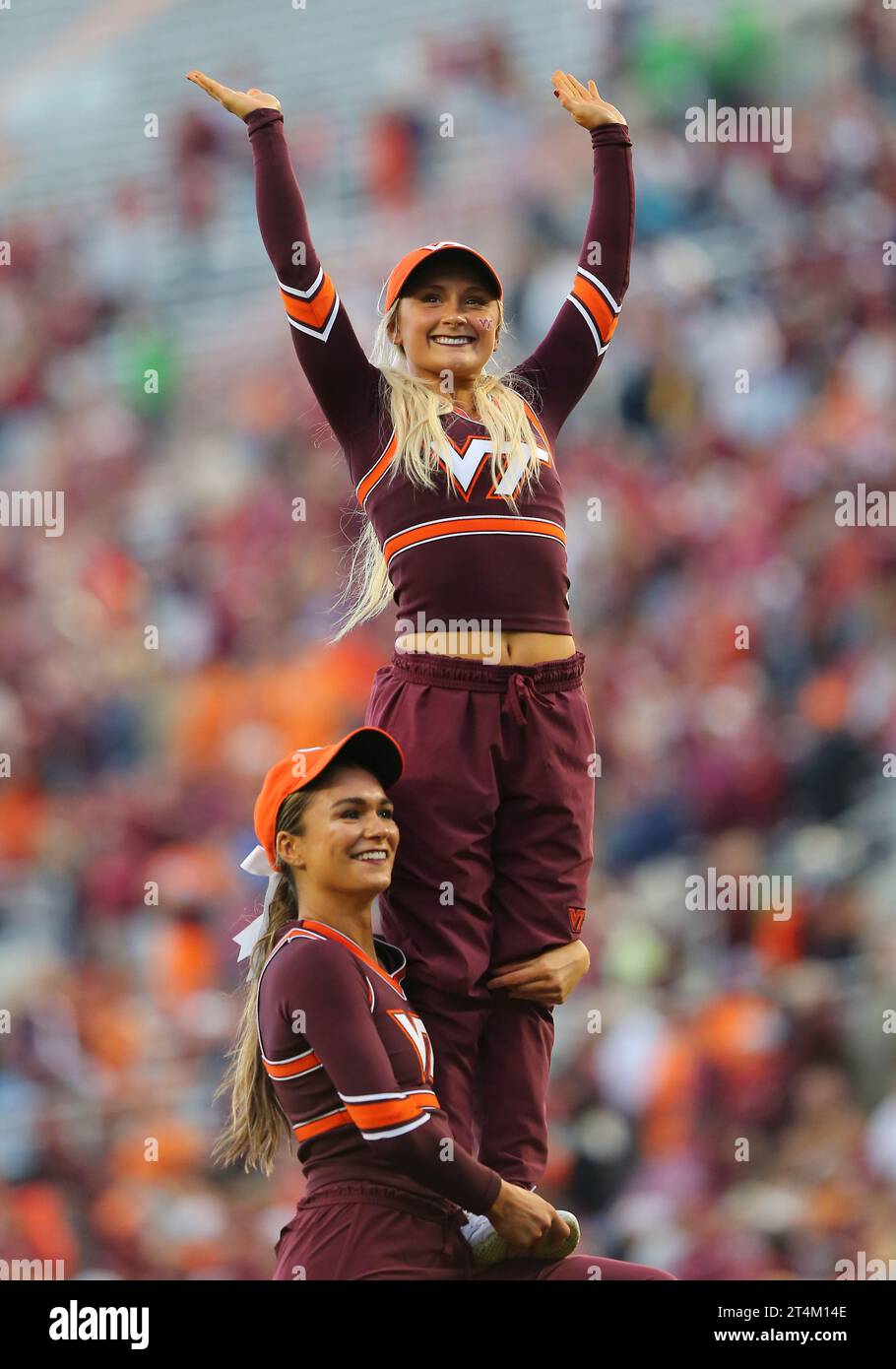 BLACKSBURG, VA - OCTOBER 14: Virginia Tech Hokies cheerleaders ...