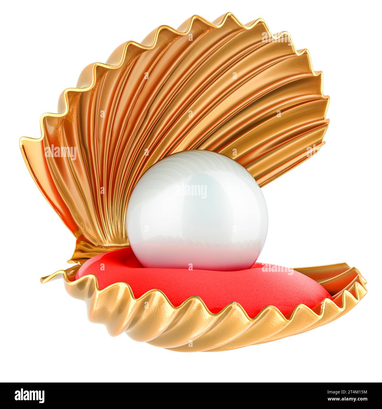Seashell with pearl, 3D rendering isolated on white background Stock ...