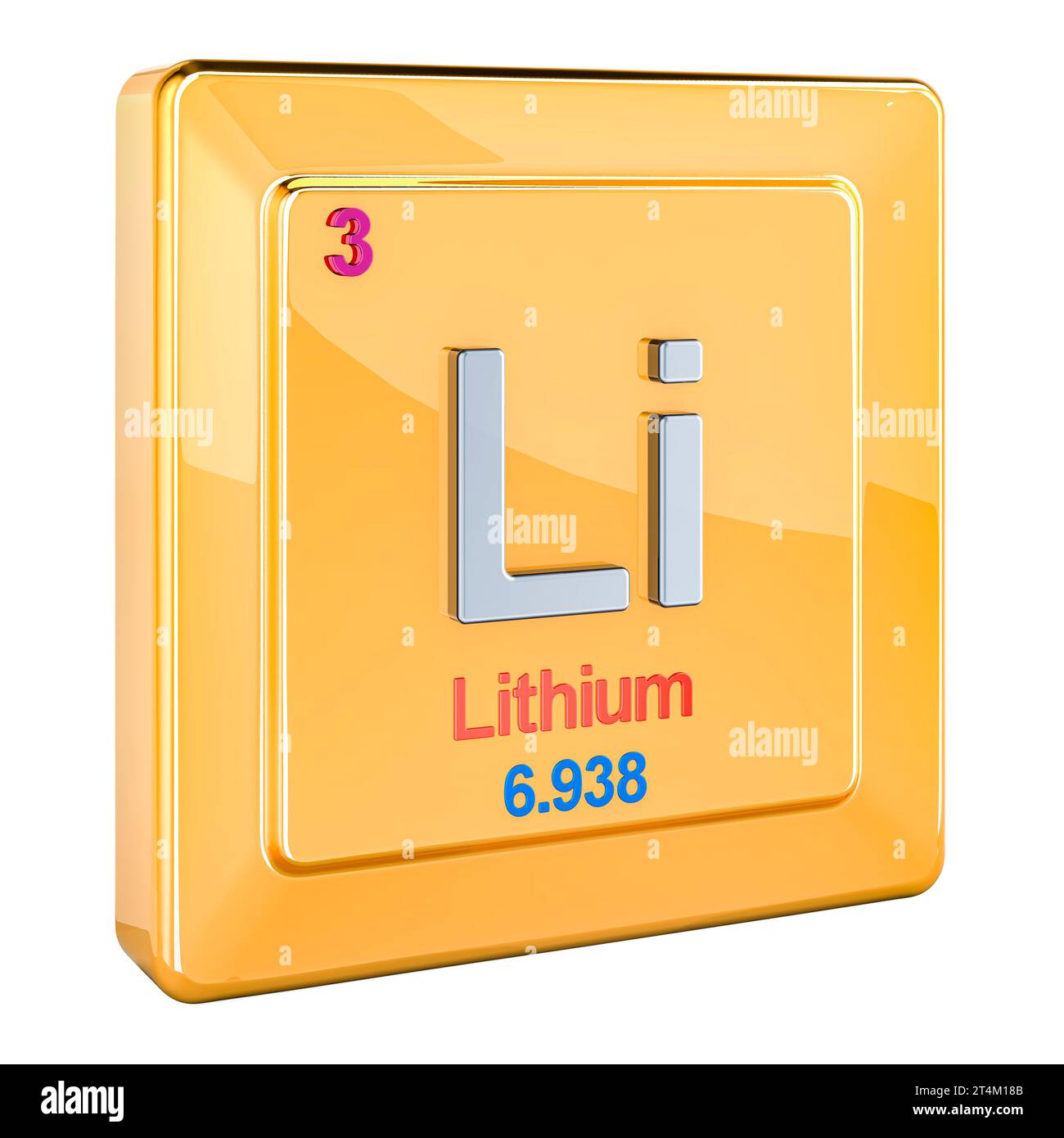 Lithium Li icon, chemical element. 3D rendering isolated on white ...