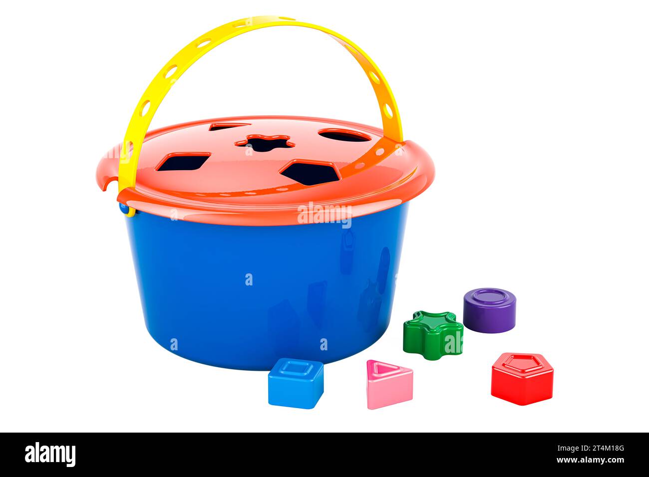 Shape sorter bucket, 3D rendering isolated on white background Stock ...