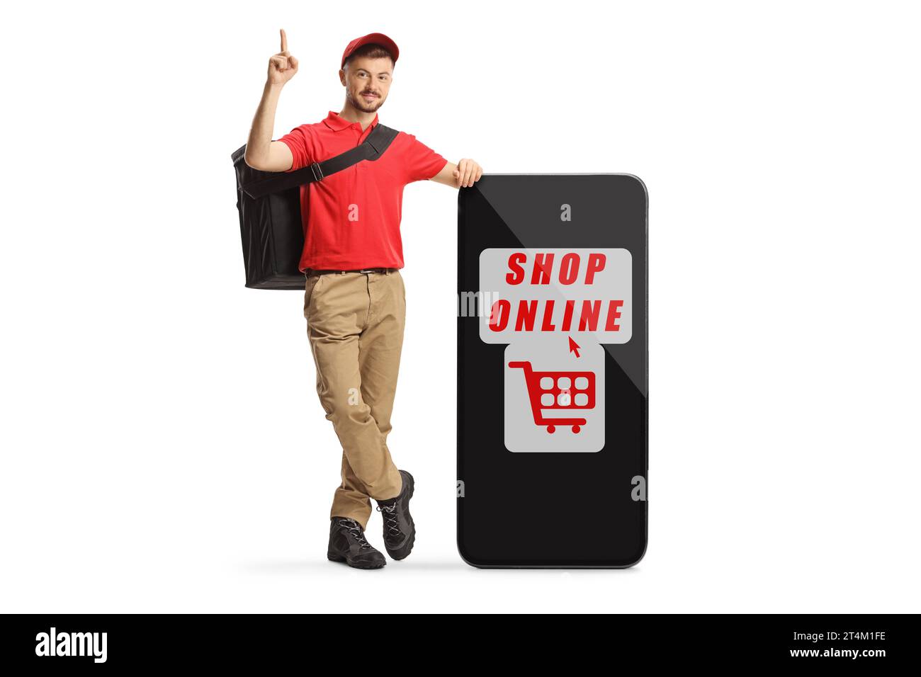 Delivery guy pointing online hi-res stock photography and images - Alamy