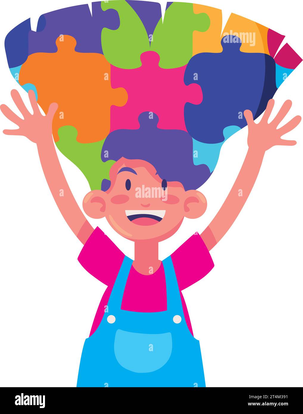 autism boy with puzzles happy Stock Vector Image & Art - Alamy