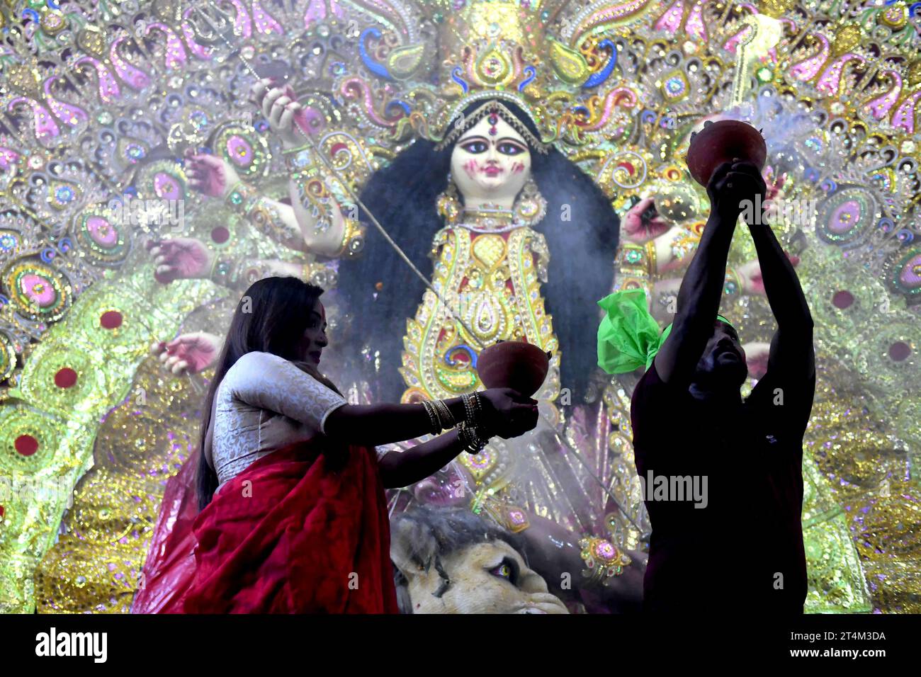 Hindu devotees perform dhunuchi dance on the occasion of Durga Puja ...