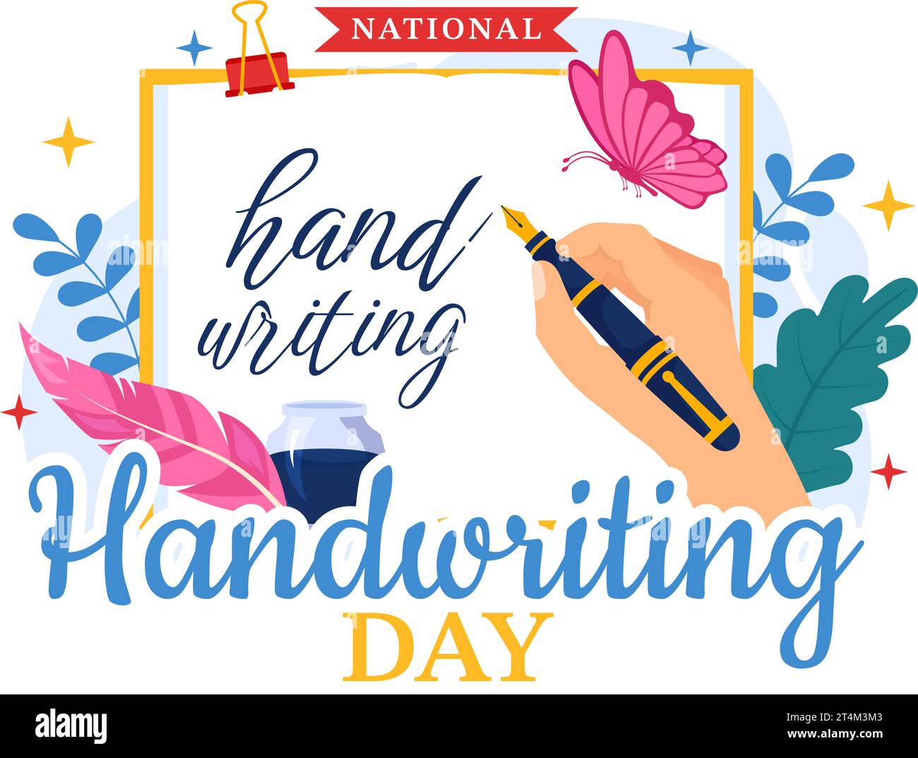 National Handwriting Day Vector Illustration on 23 January with Ink ...