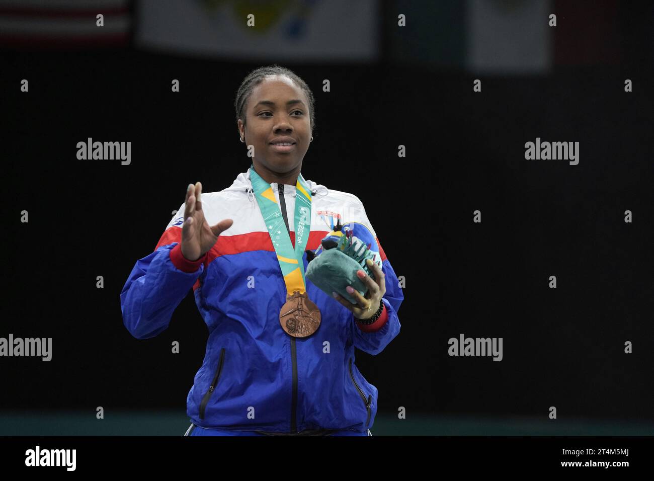 Cuba's Leidis Veranes, bronze, poses on the women's foil individual ...