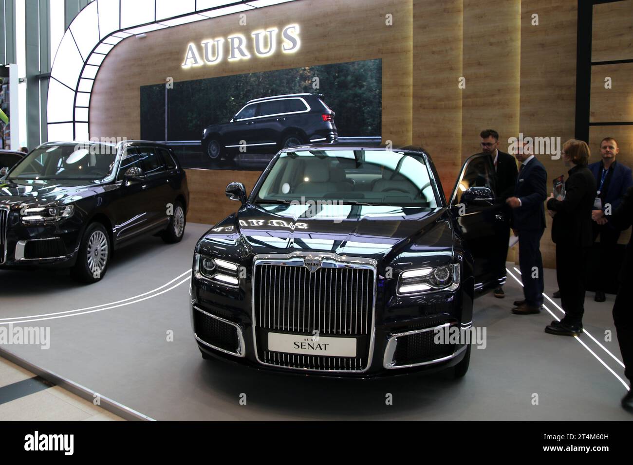 Presentation of the Aurus brand car at the stand of the Aurus company ...