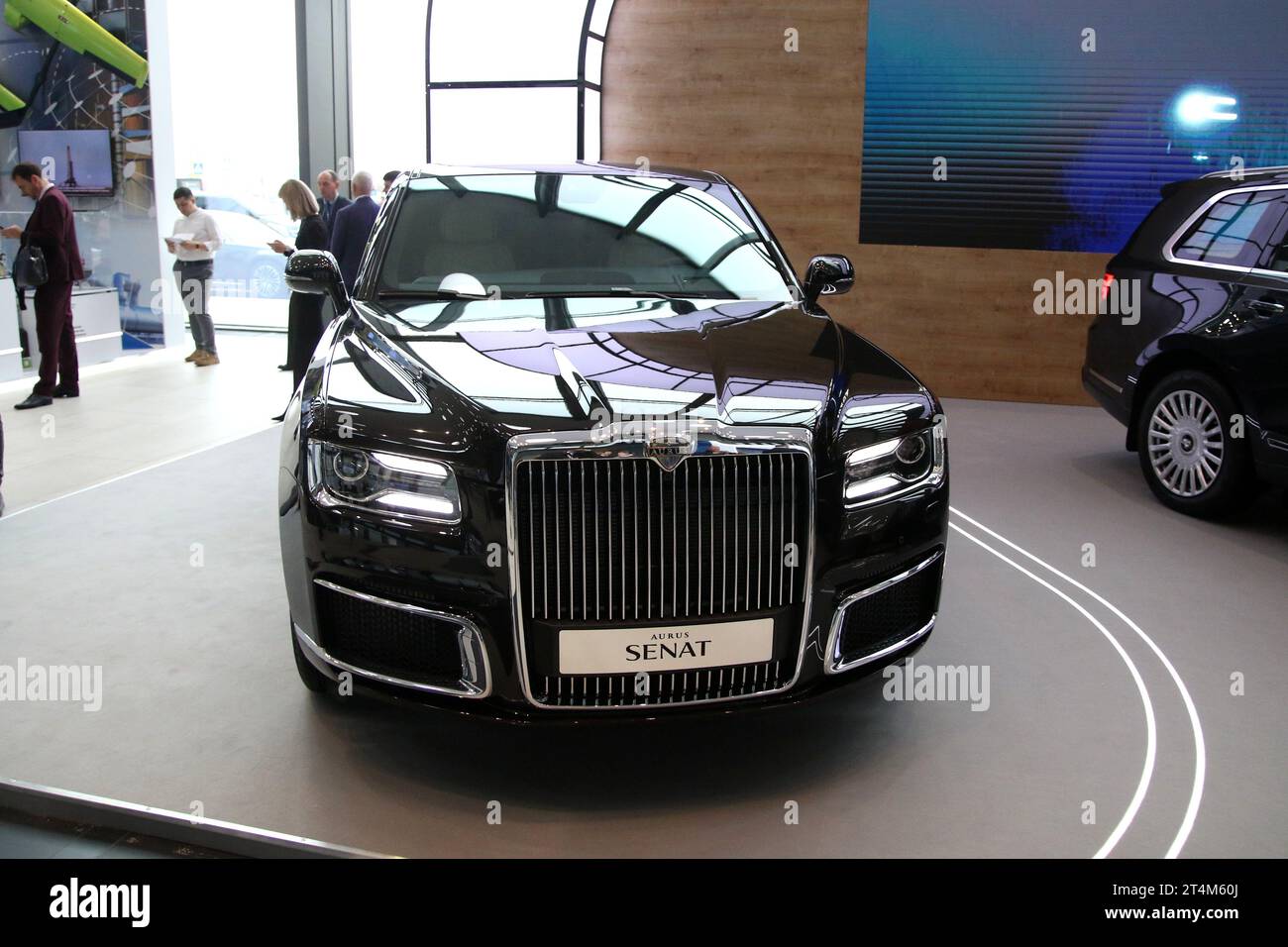 Presentation of the Aurus brand car at the stand of the Aurus company ...