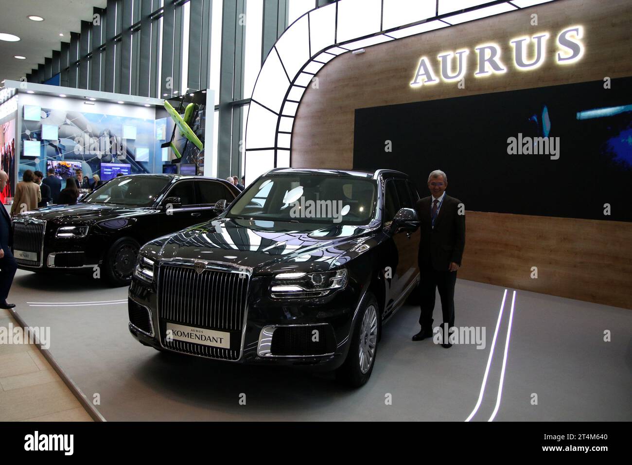 Saint Petersburg, Russia. 31st Oct, 2023. Presentation of the Aurus brand car at the stand of ...