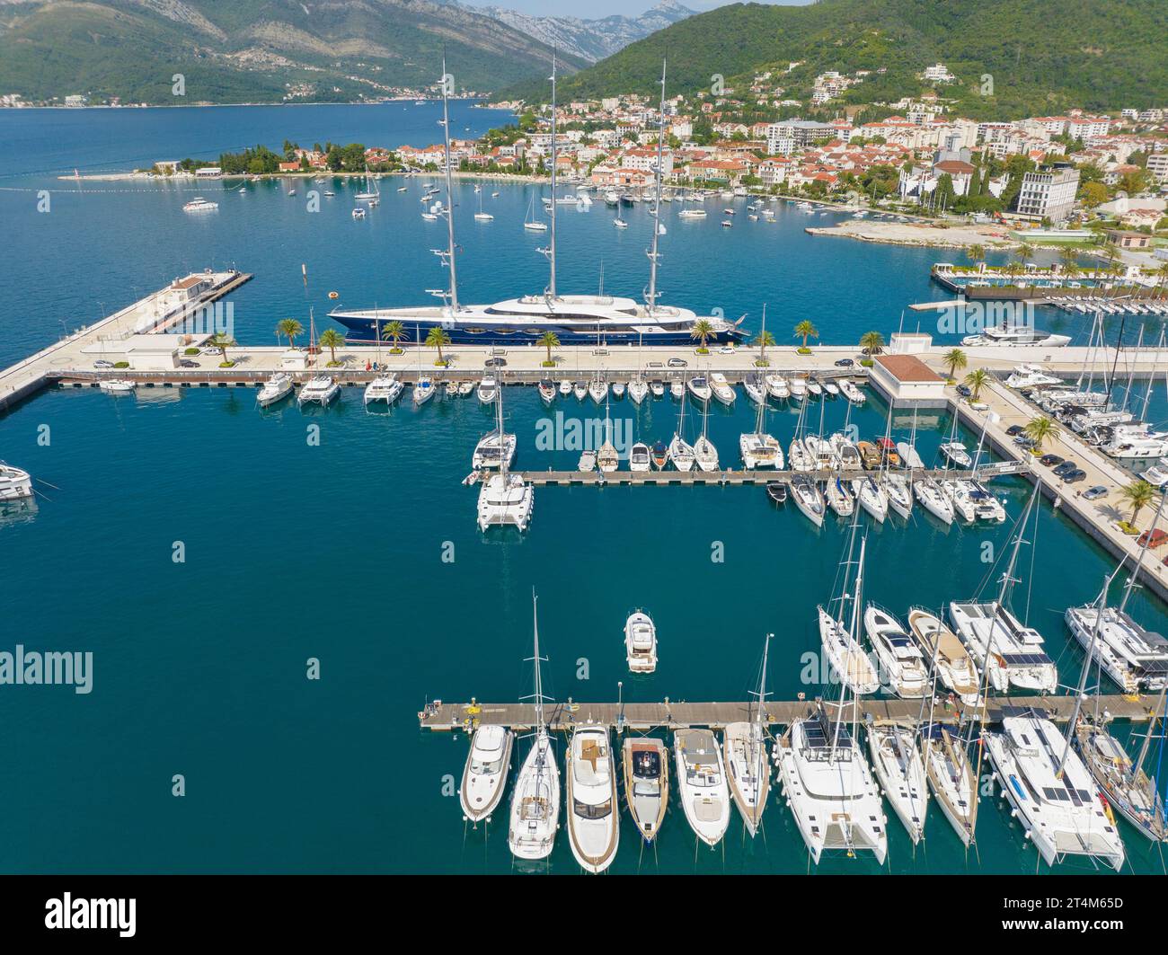 Tivat, Montenegro, Harbour. A lot of luxury yachts in Porto Montenegro ...