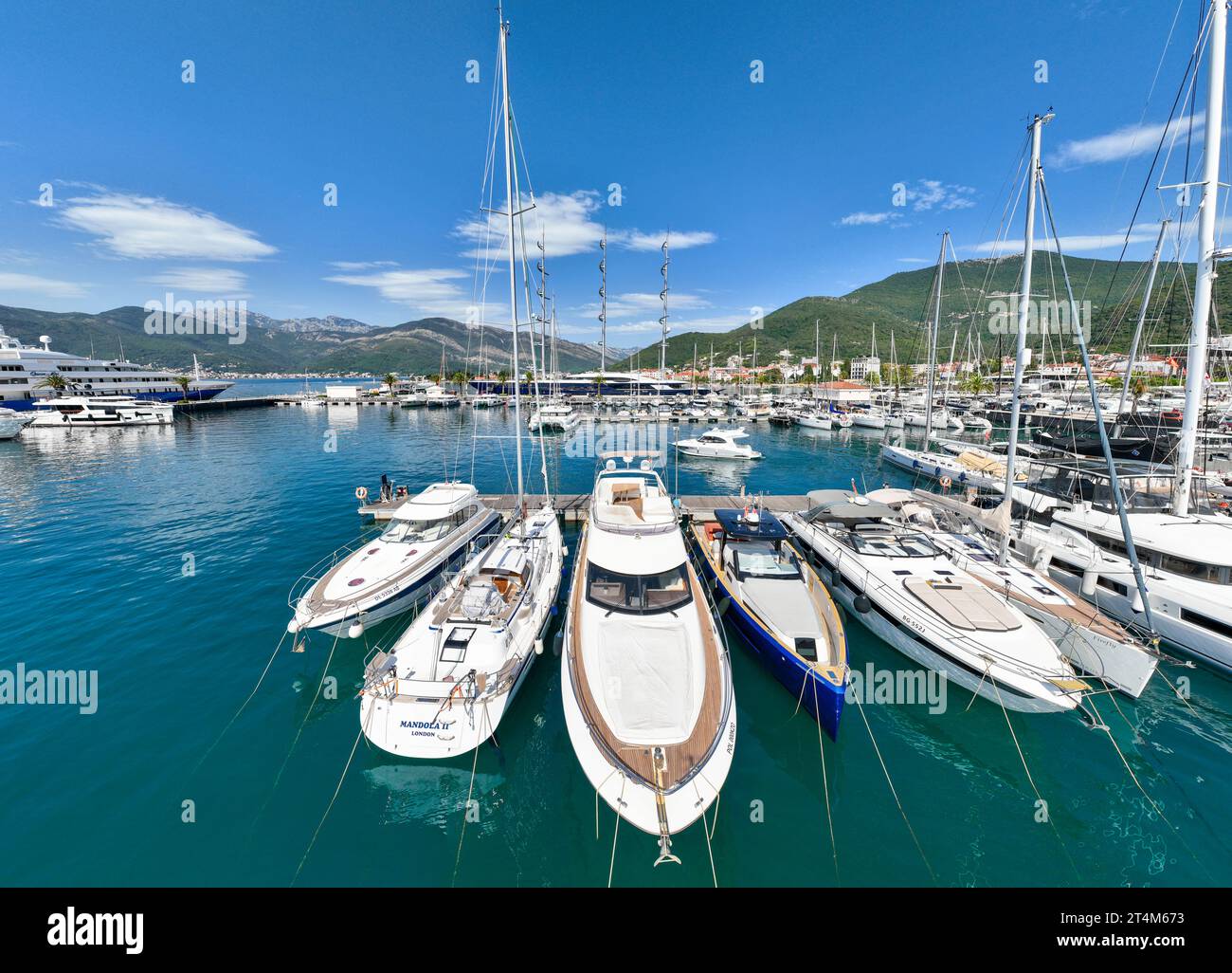Tivat, Montenegro, Harbour. A lot of luxury yachts in Porto Montenegro ...