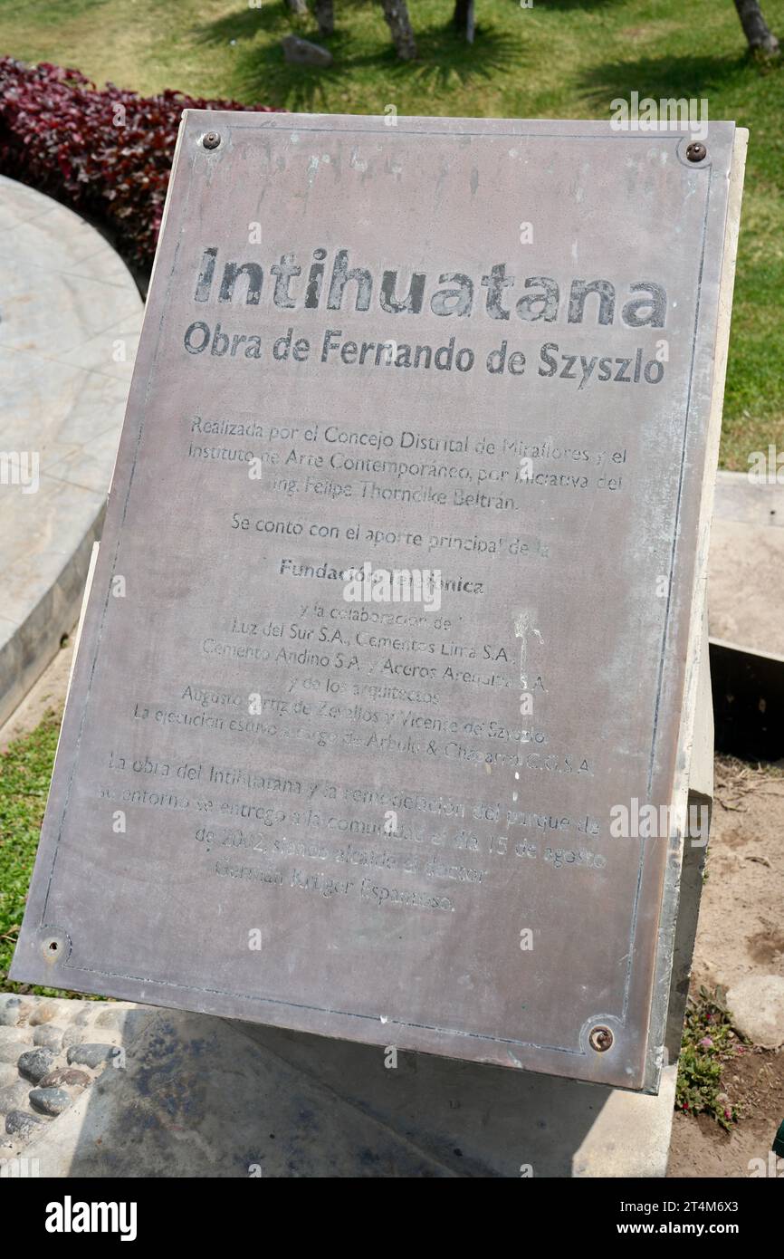 Modern Artwork Intihuatana by Fernando De Szyszlo overlooking The Bay ...