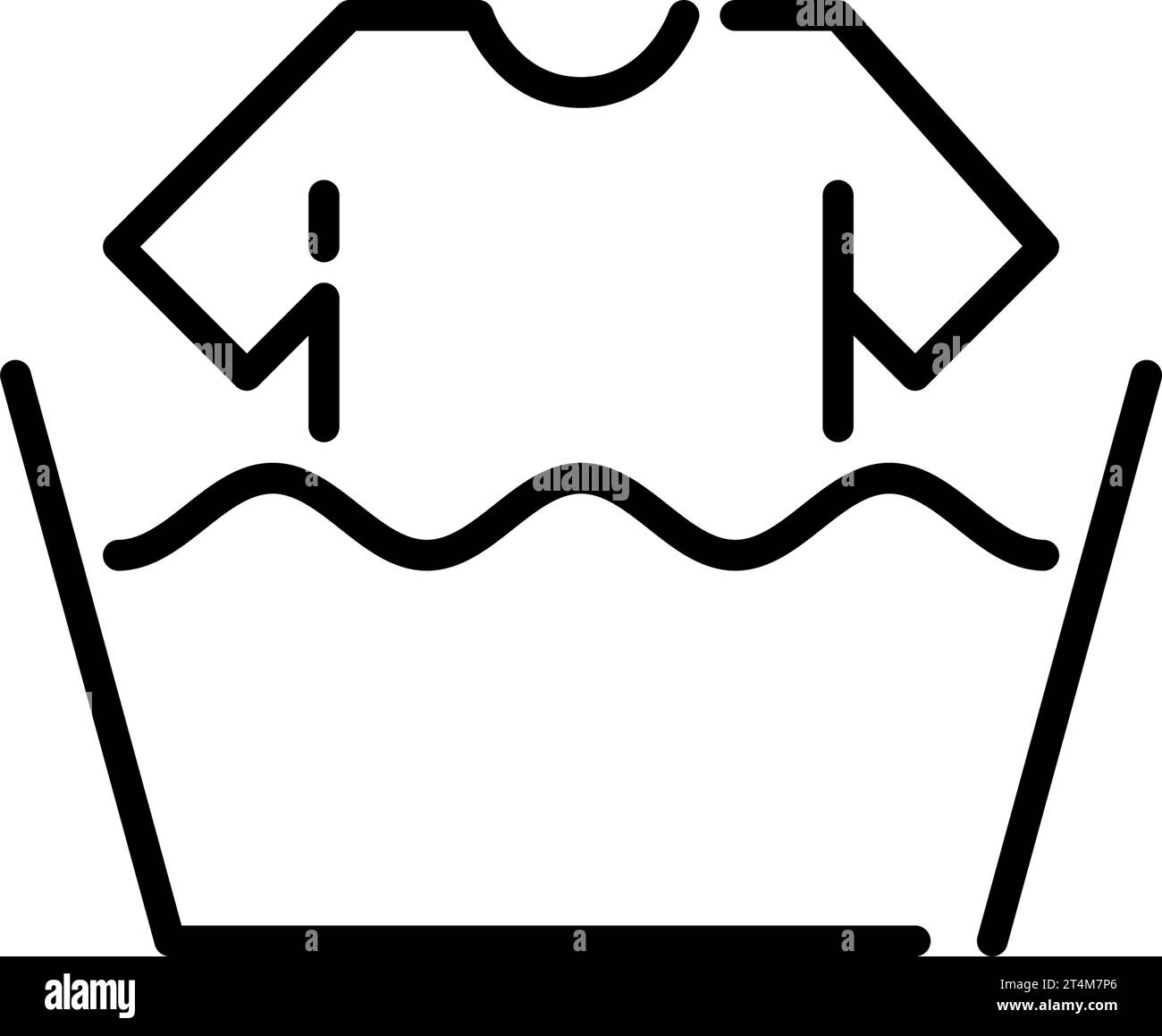 Washing clothes. White t shirt in water. Pixel perfect, editable stroke ...