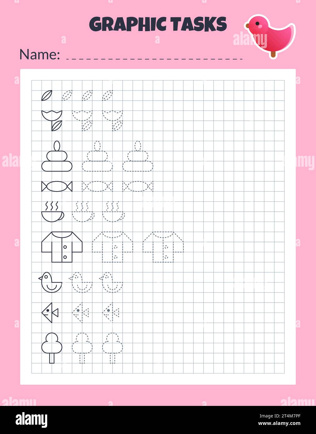 Graphic tasks by cells. Educational game for kids Stock Vector Image ...