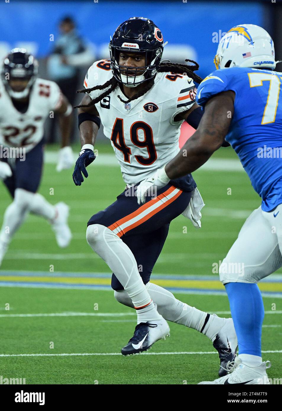 Chicago Bears linebacker Tremaine Edmunds (49) in action during an NFL ...