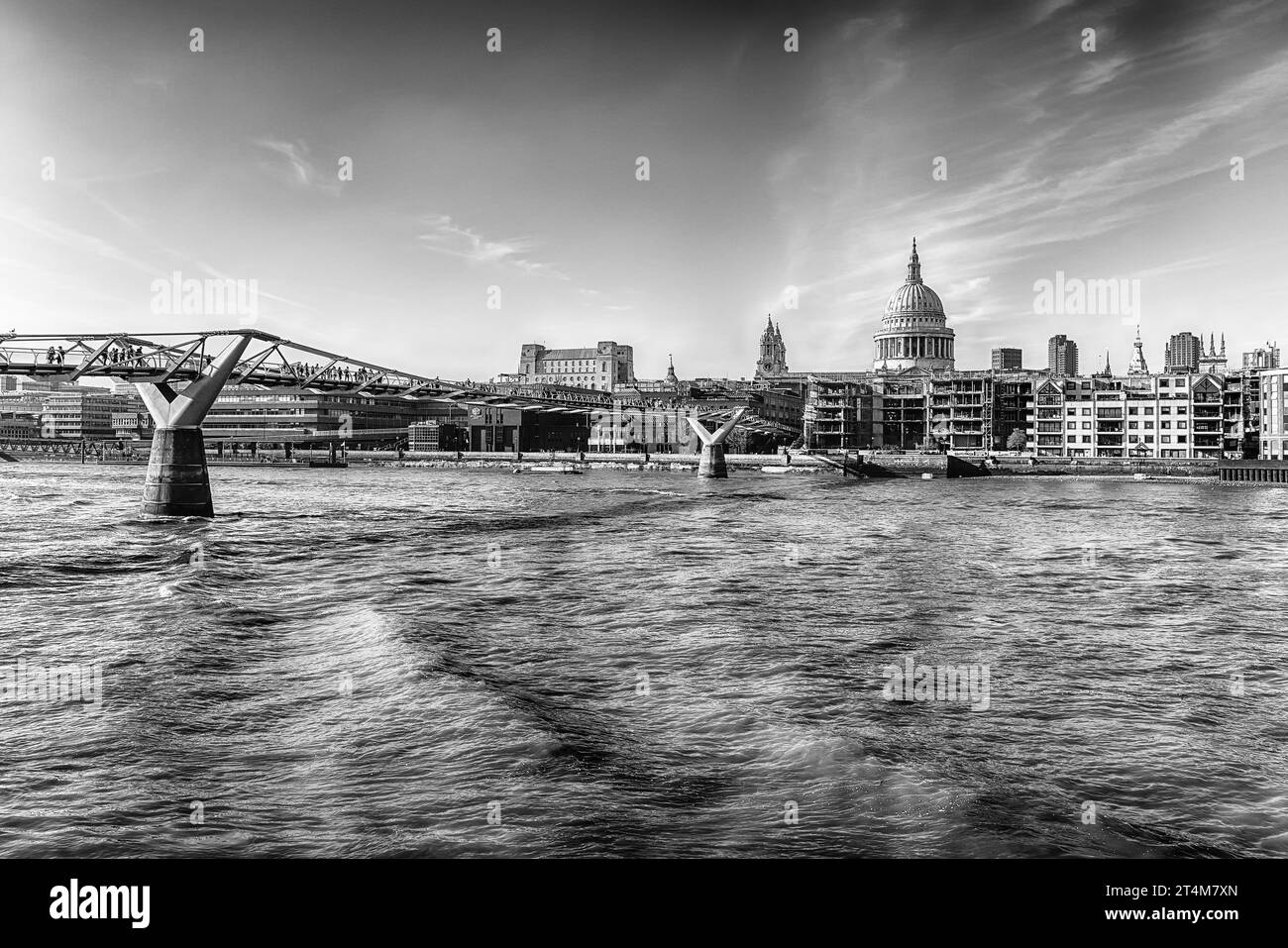 Scenic panoramic view over the river Thames and the skyline with ...
