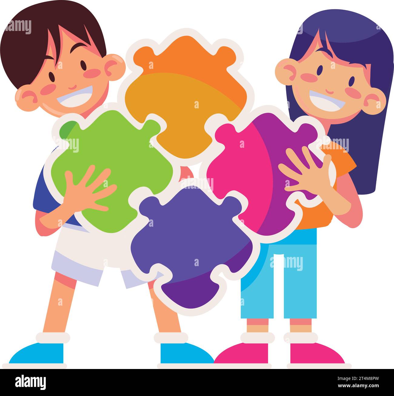 autism childrens with puzzles Stock Vector Image & Art - Alamy