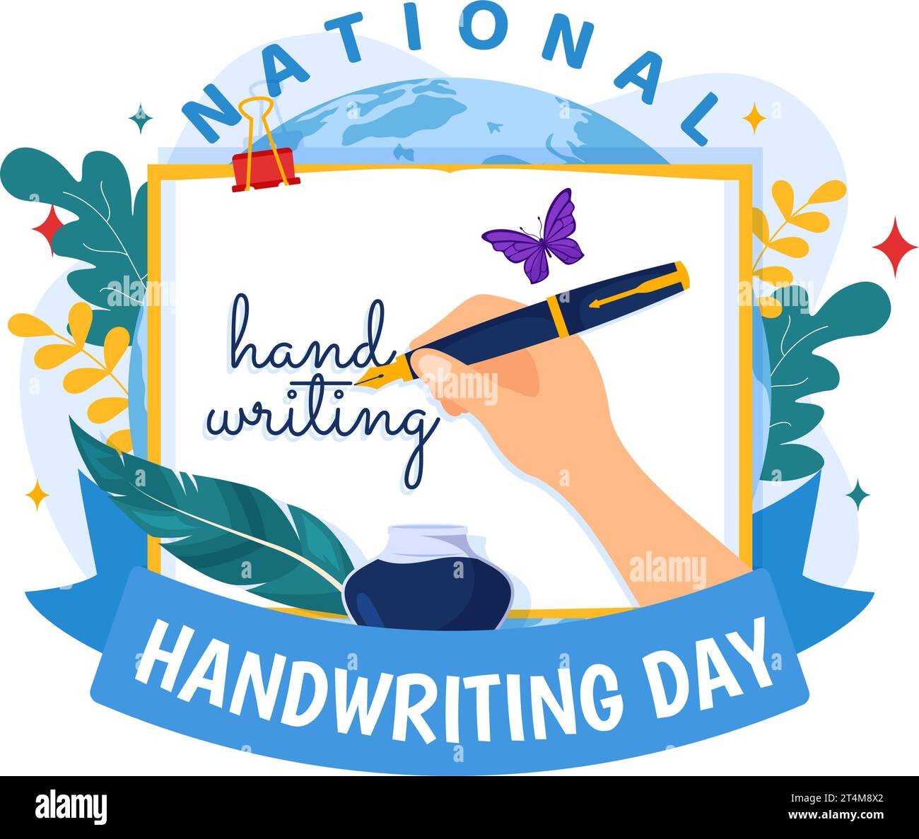 National Handwriting Day Vector Illustration on 23 January with Ink ...