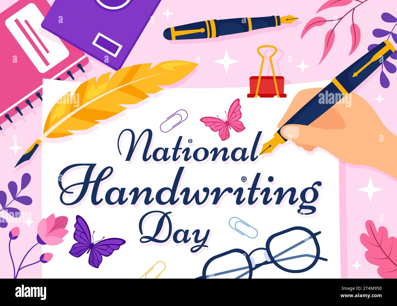National Handwriting Day Vector Illustration on 23 January with Ink ...