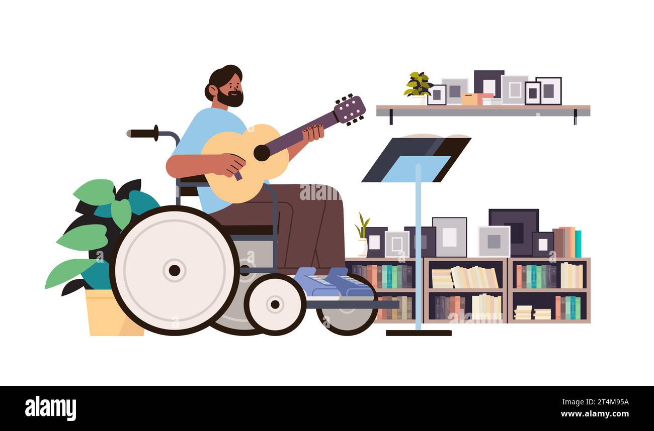 disabled man musician in wheelchair playing guitar people with ...