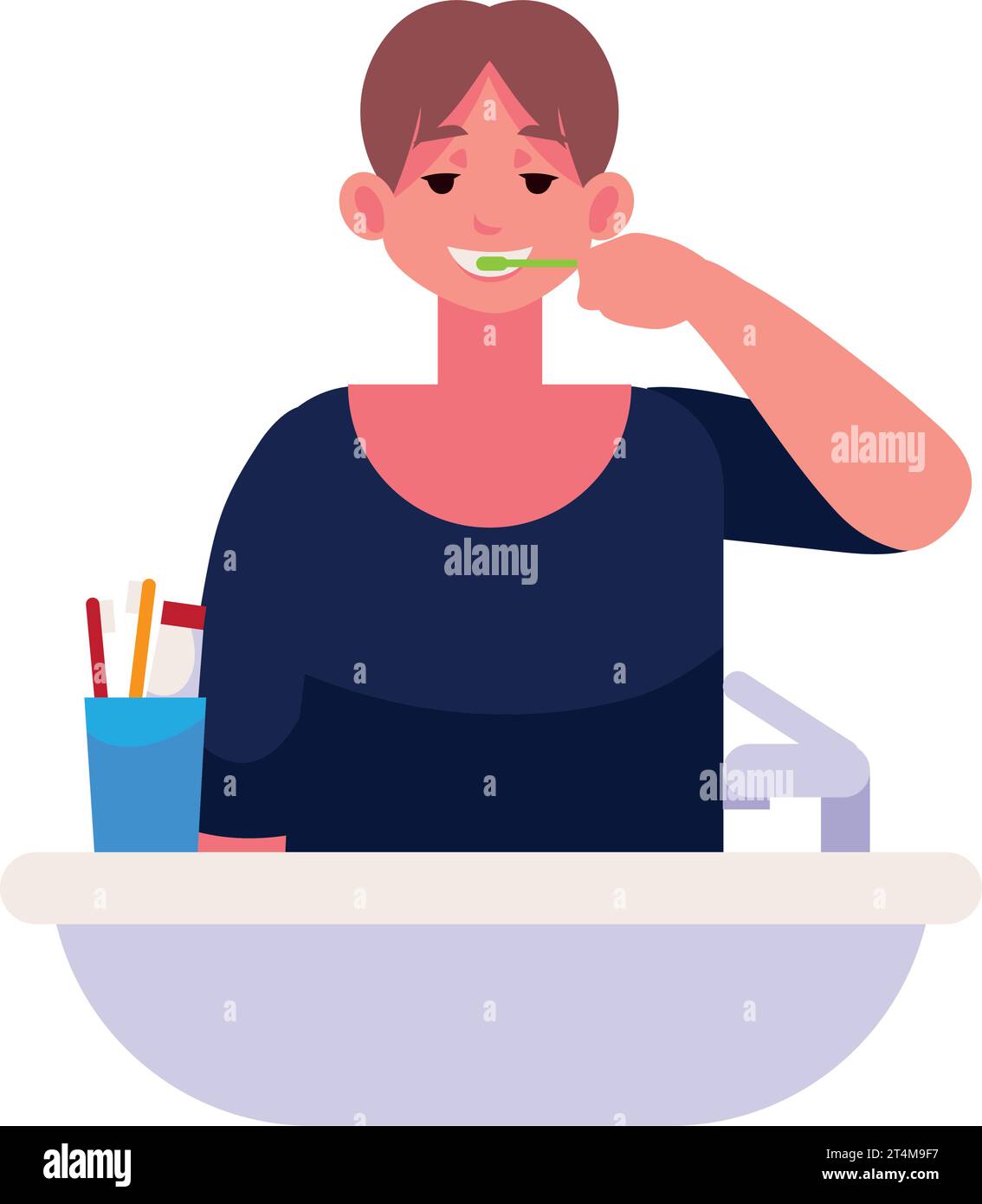 Man brushing teeth toothbrush in Stock Vector Images - Alamy