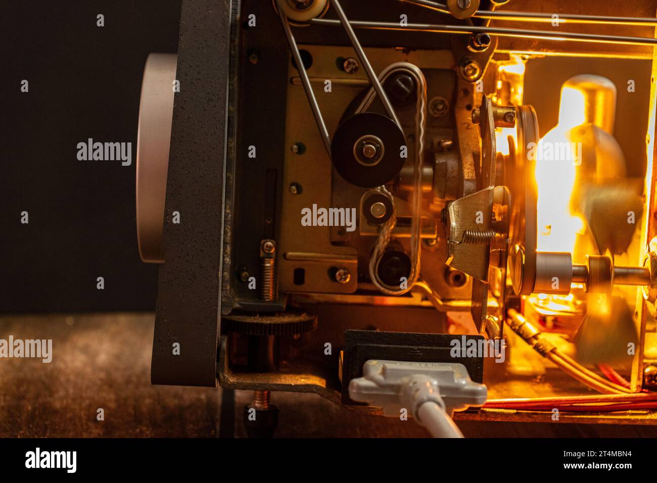 Detail of the interior of an old home cinema projector Stock Photo - Alamy