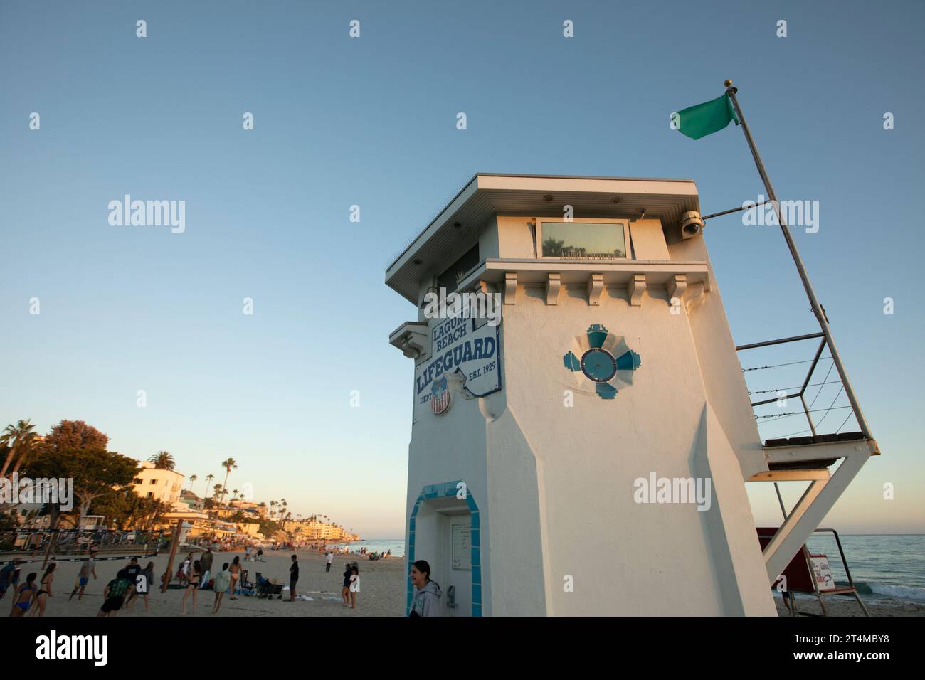 Laguna Beach, California, USA - August 3, 2023: Sunset light shines on ...