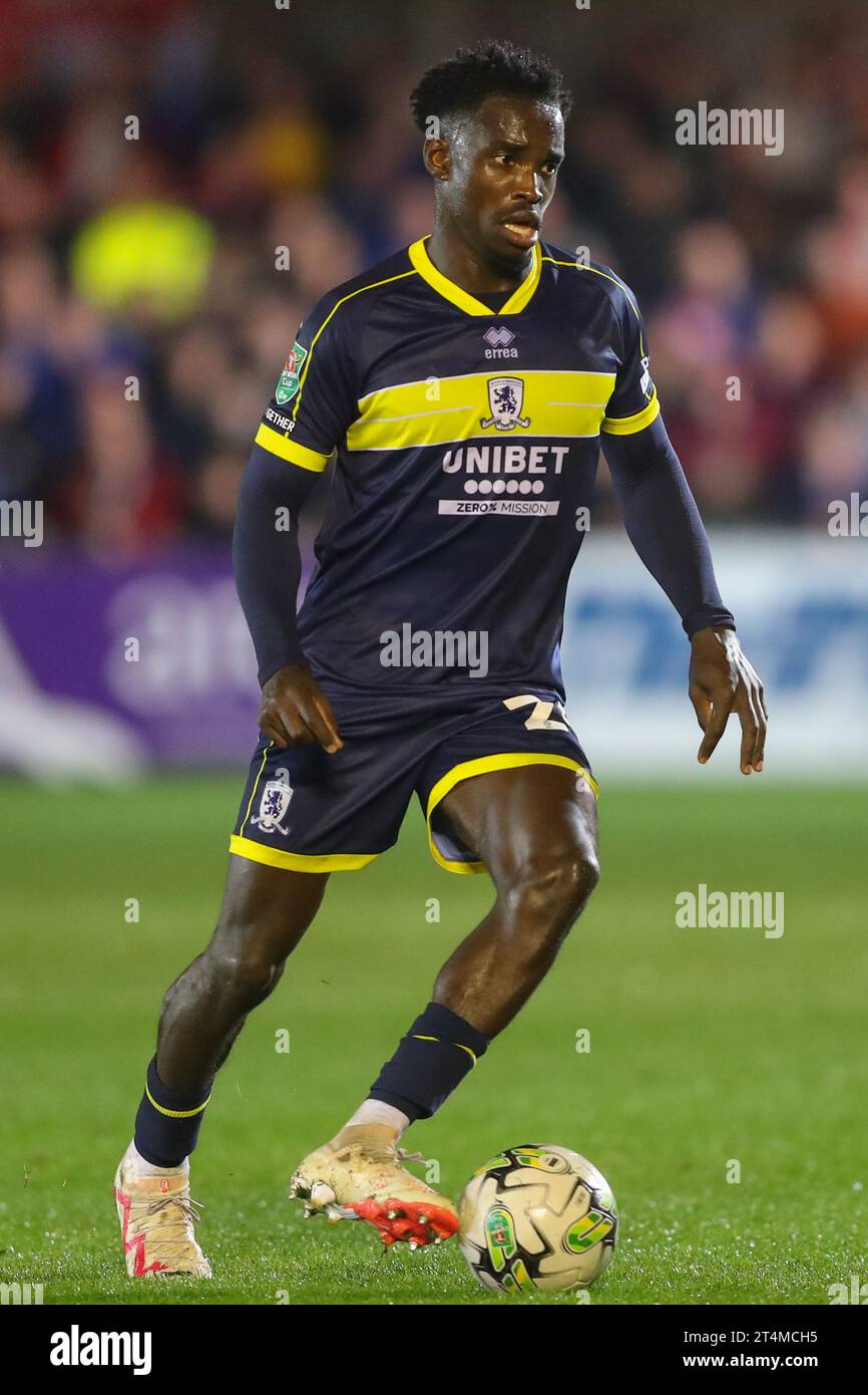 Exeter, UK. 31st Oct, 2023. Alex Bangura #24 of Middlesbrough during ...