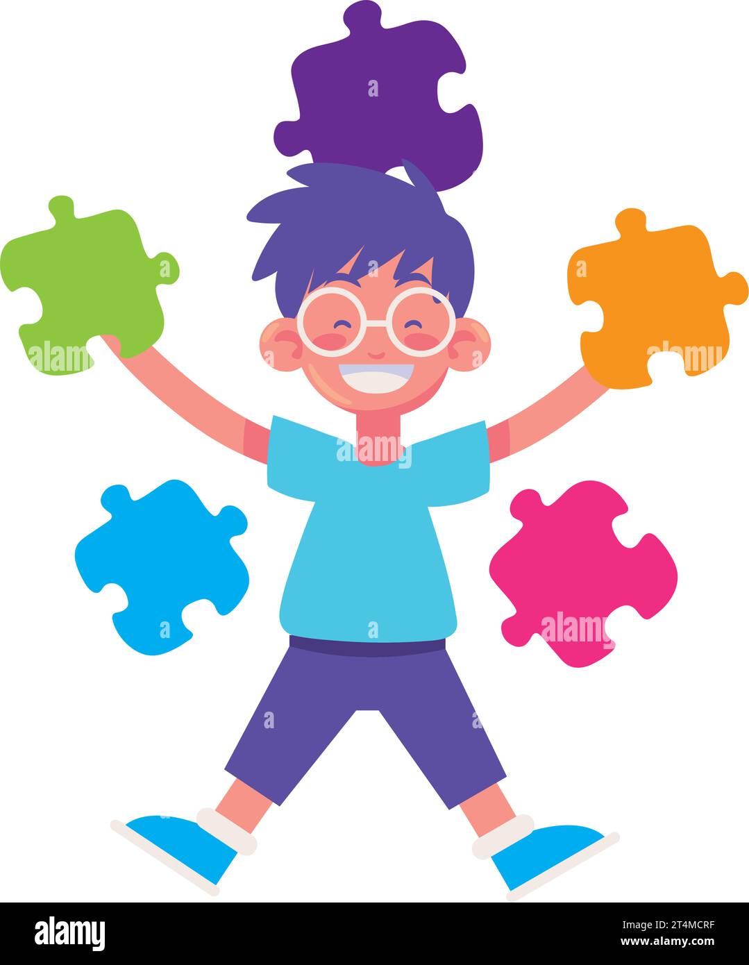 Autism child playing at school Stock Vector Images - Alamy