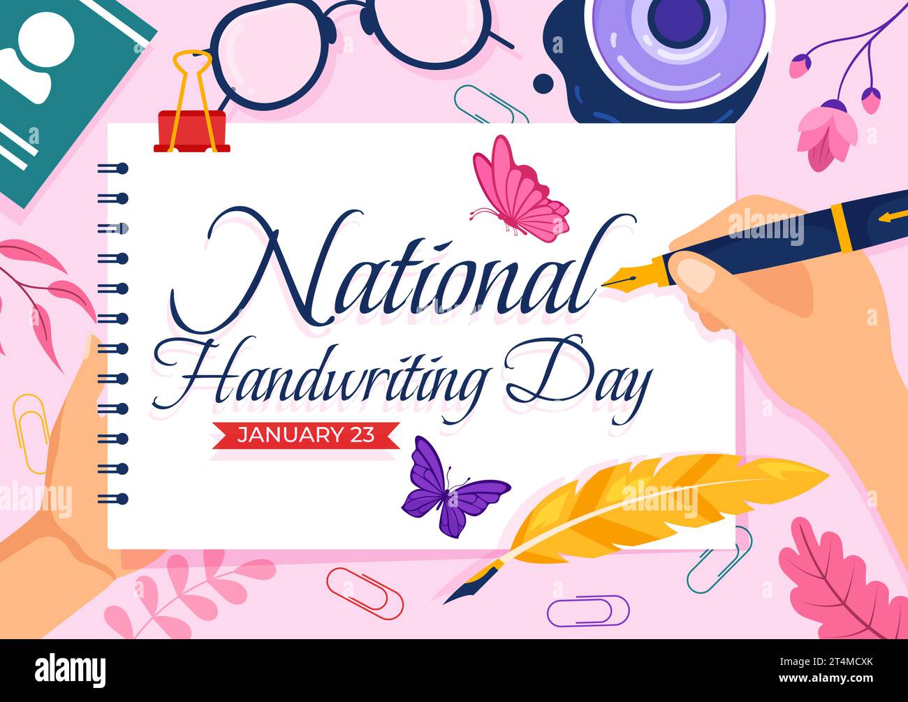 National Handwriting Day Vector Illustration on 23 January with Ink ...