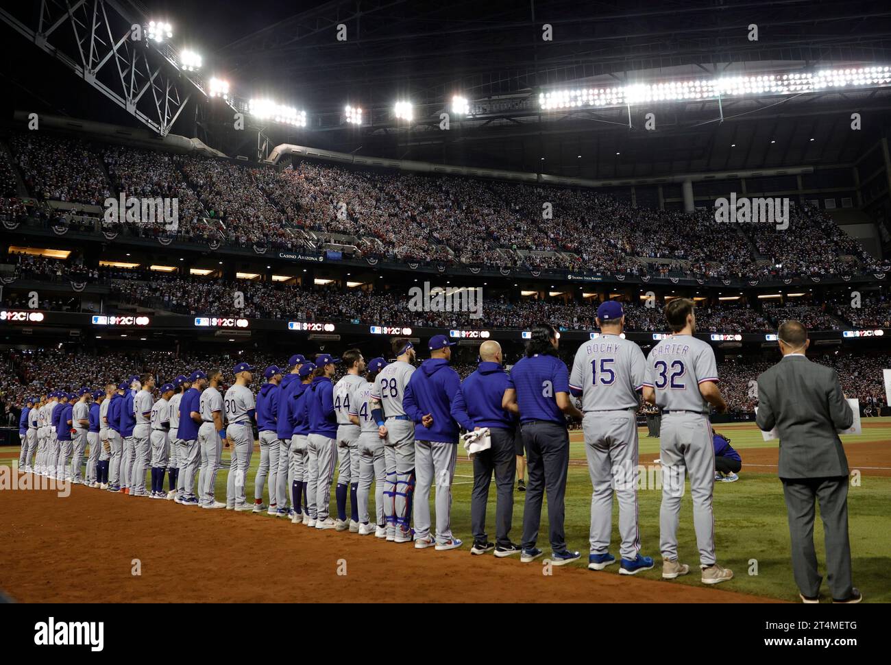 Phoenix, United States. 31st Oct, 2023. Texas Rangers players and ...