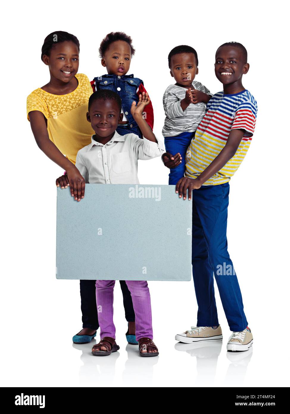 Weve got a message for the future. Studio shot of african children ...