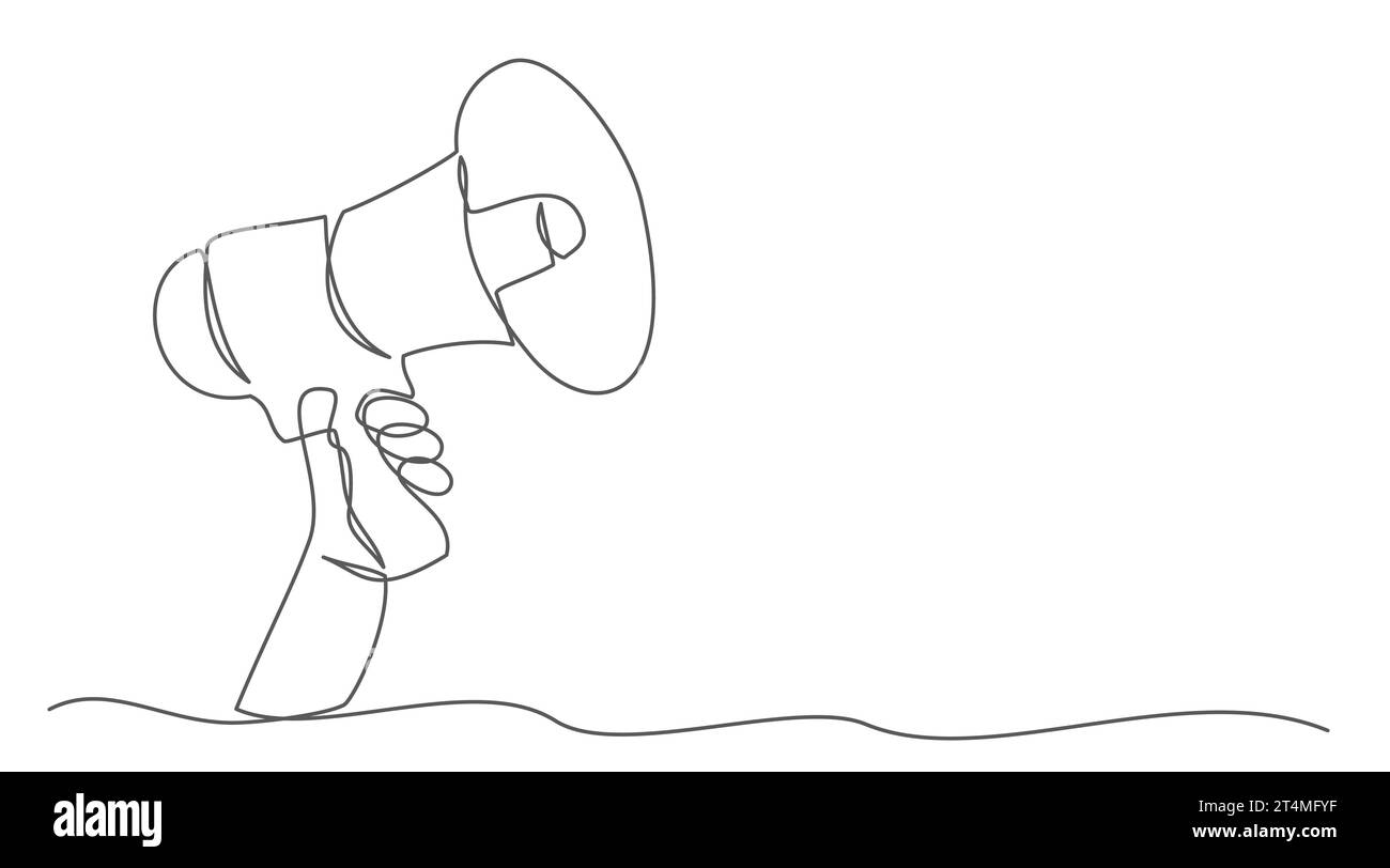 Megaphone One line drawing isolated on white background Stock Vector ...