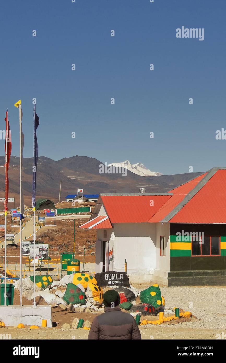 bum la pass, the high himalayan pass is located at the international ...