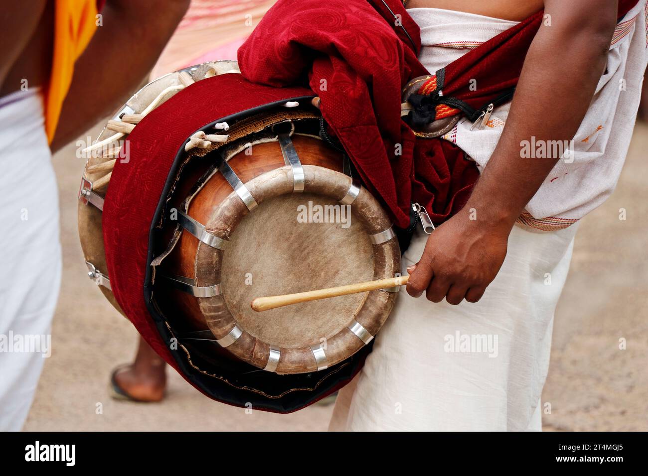 indian Men Play Traditional Percussion Instrument Chenda or Idakka In ...
